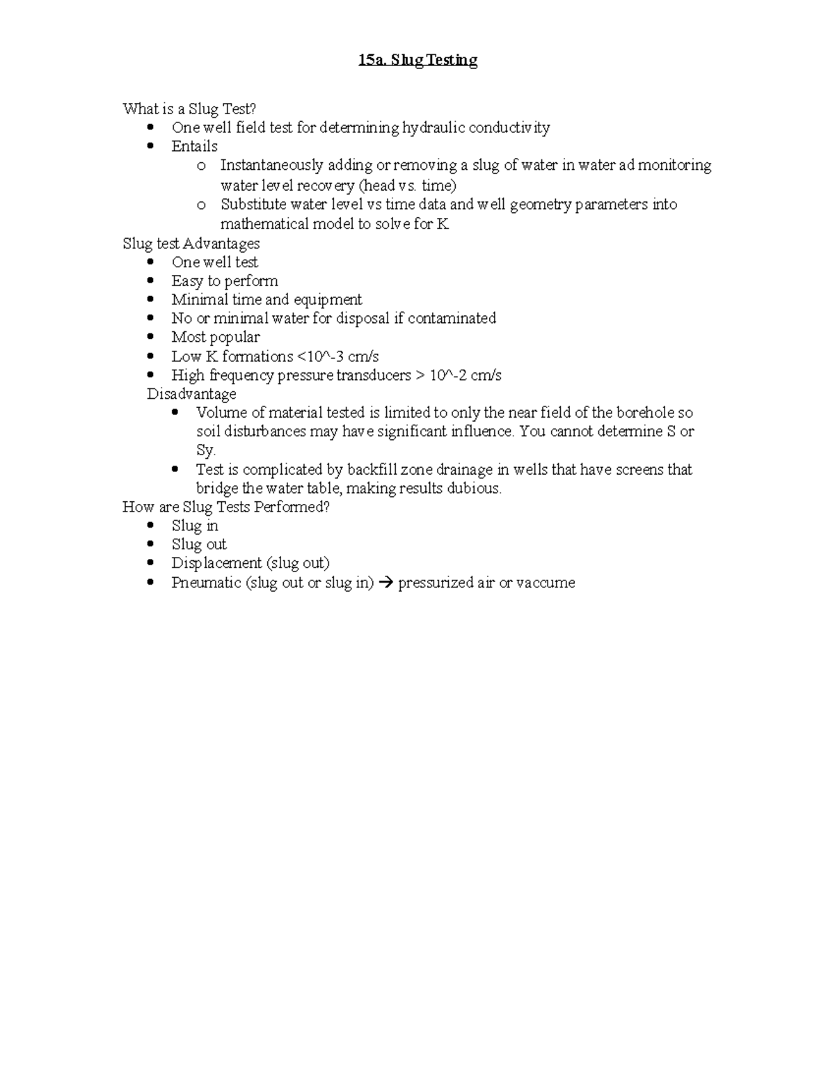 What is a Slug Test - What is a Slug Test? One well field test for ...