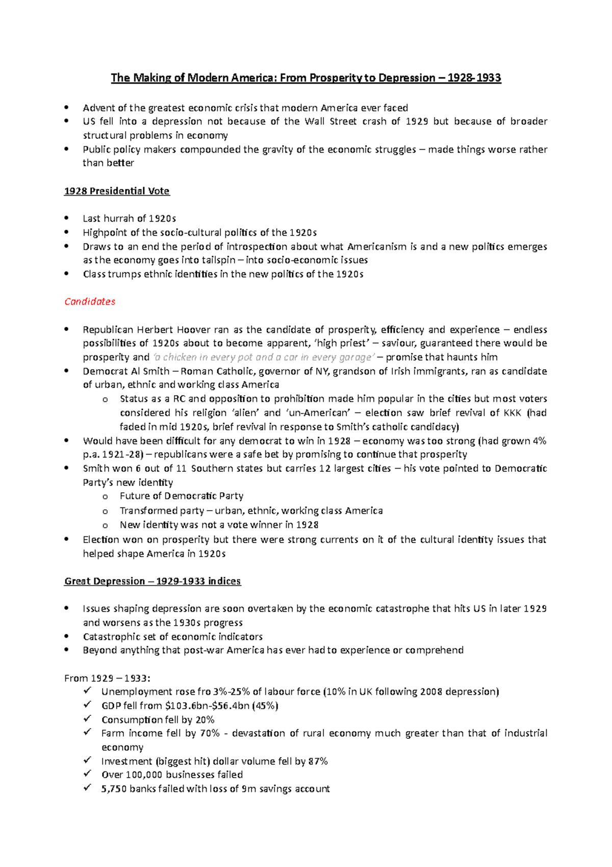 Modern America L3 - Lecture notes 3 - The Making of Modern America ...