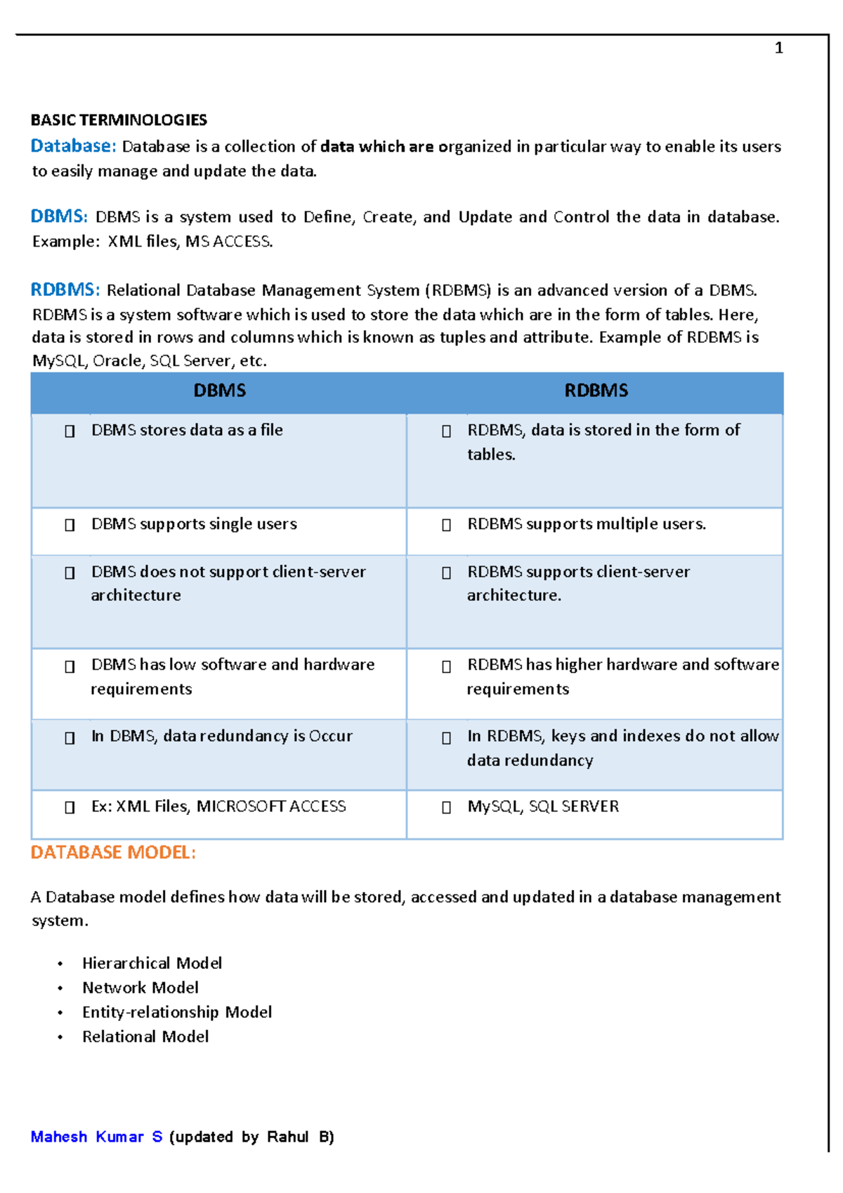 Data Base Management - Computer science - Studocu