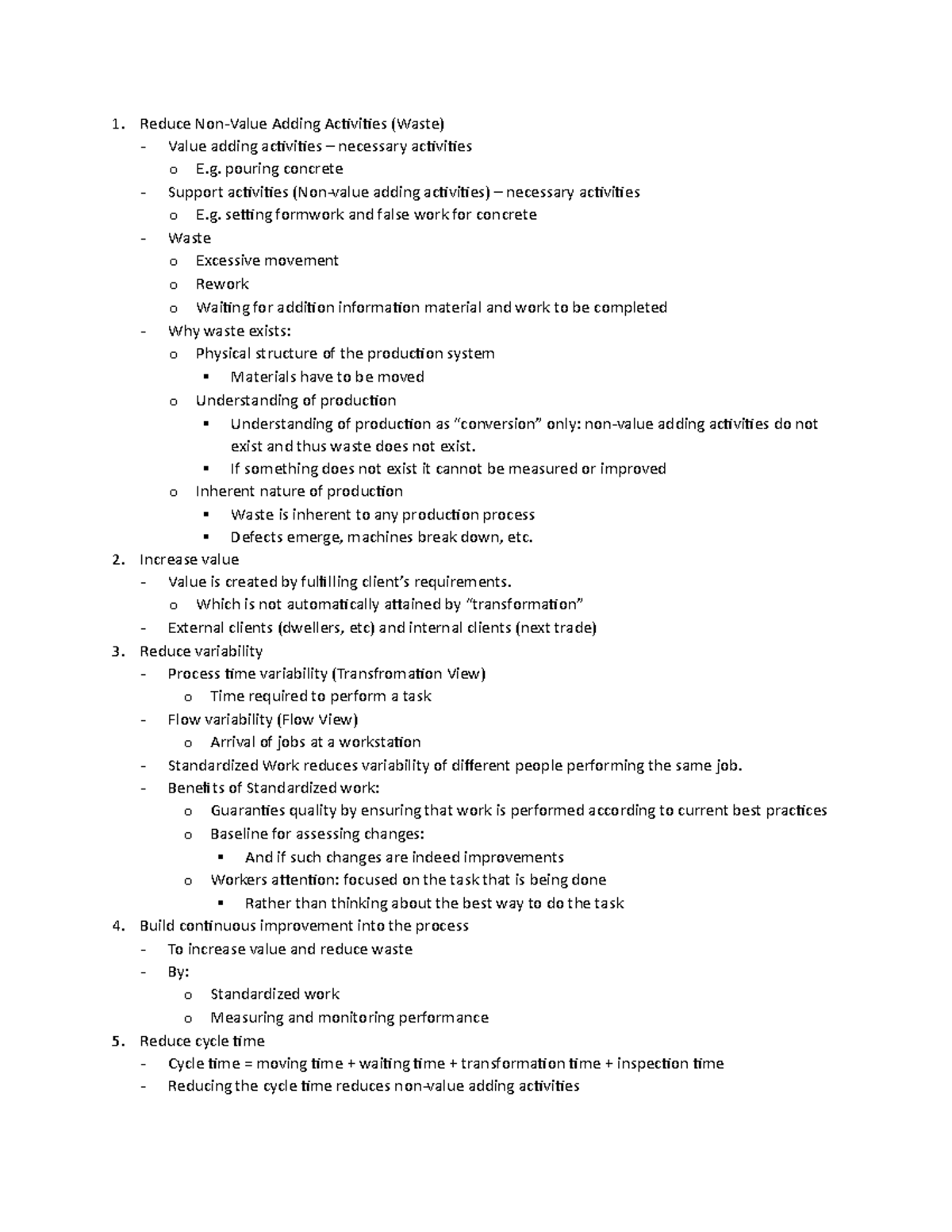 Lean Principles - Notes on Lean Principle - Reduce Non-Value Adding ...