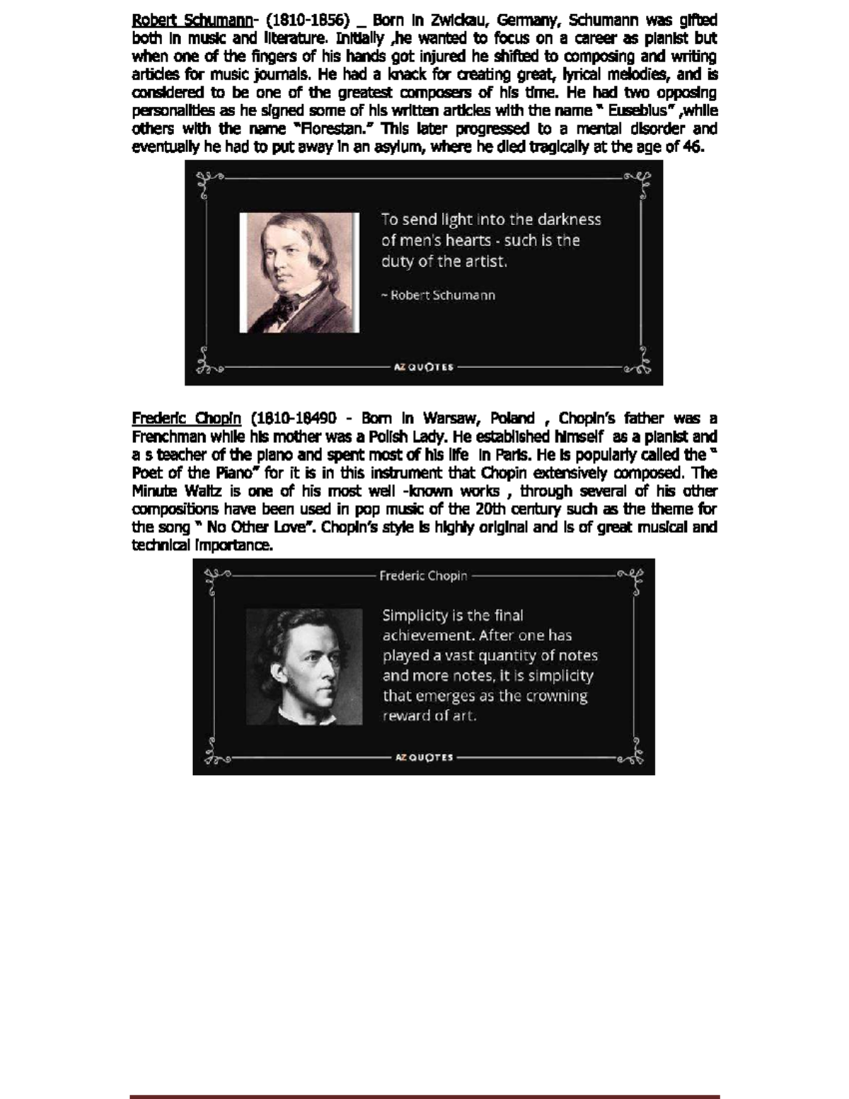 Modern period - Music Literature - Studocu