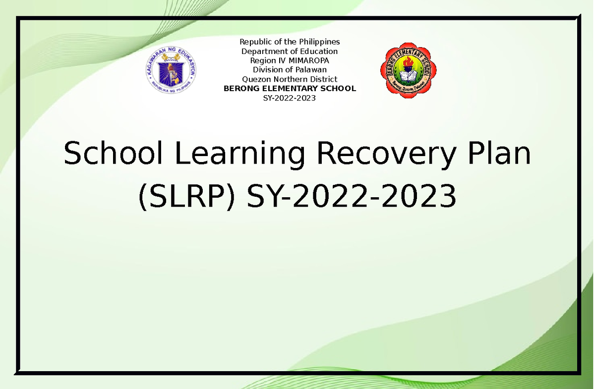SLRP2022 Berong ES - For guide and reference - Republic of the ...