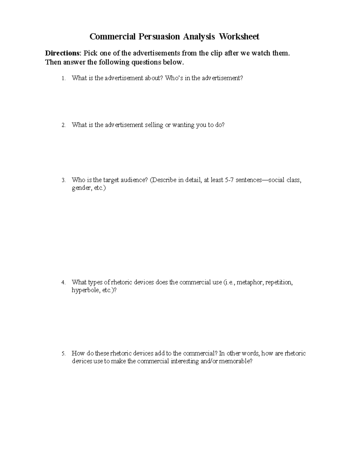 1113-Unit 3-Commercial - Commercial Persuasion Analysis Worksheet ...