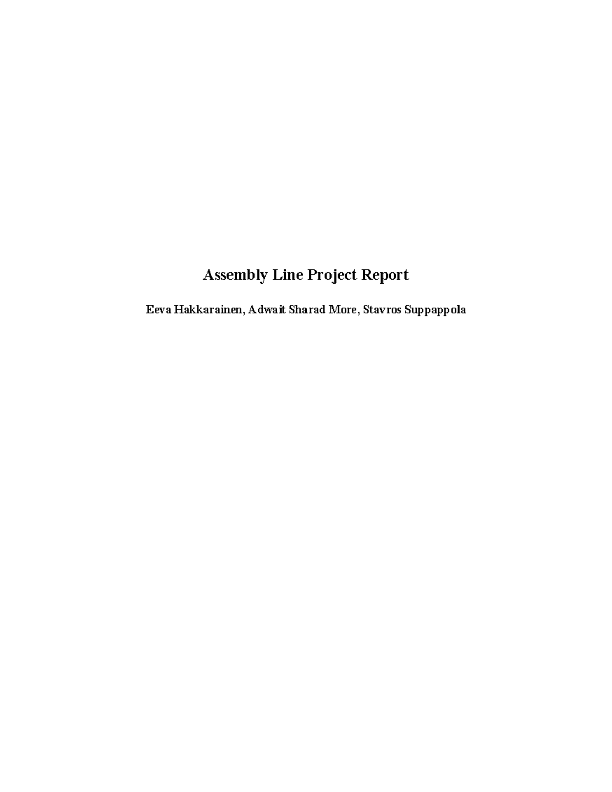 FSE Assembly Line Project Report - Assembly Line Project Report Eeva ...