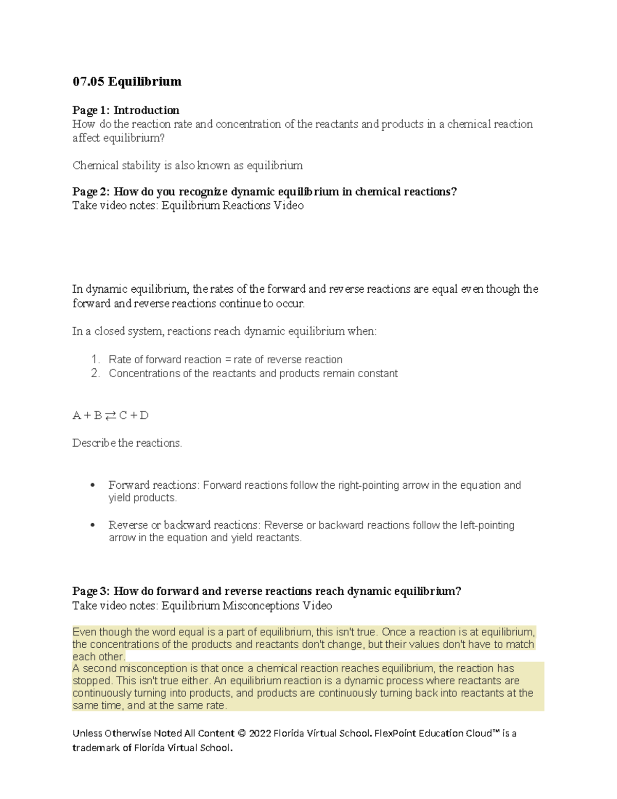 07 05 journal - 07 Equilibrium Page 1: Introduction How do the reaction ...