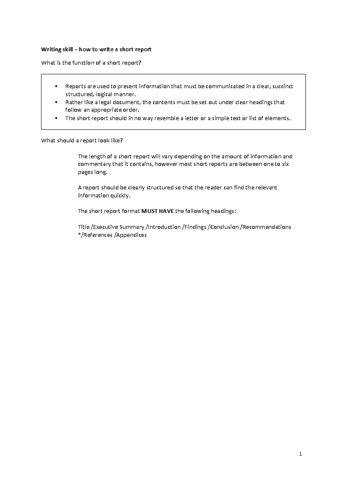 How To Write A Short Report Anglais Universit Paris 13 Studocu
