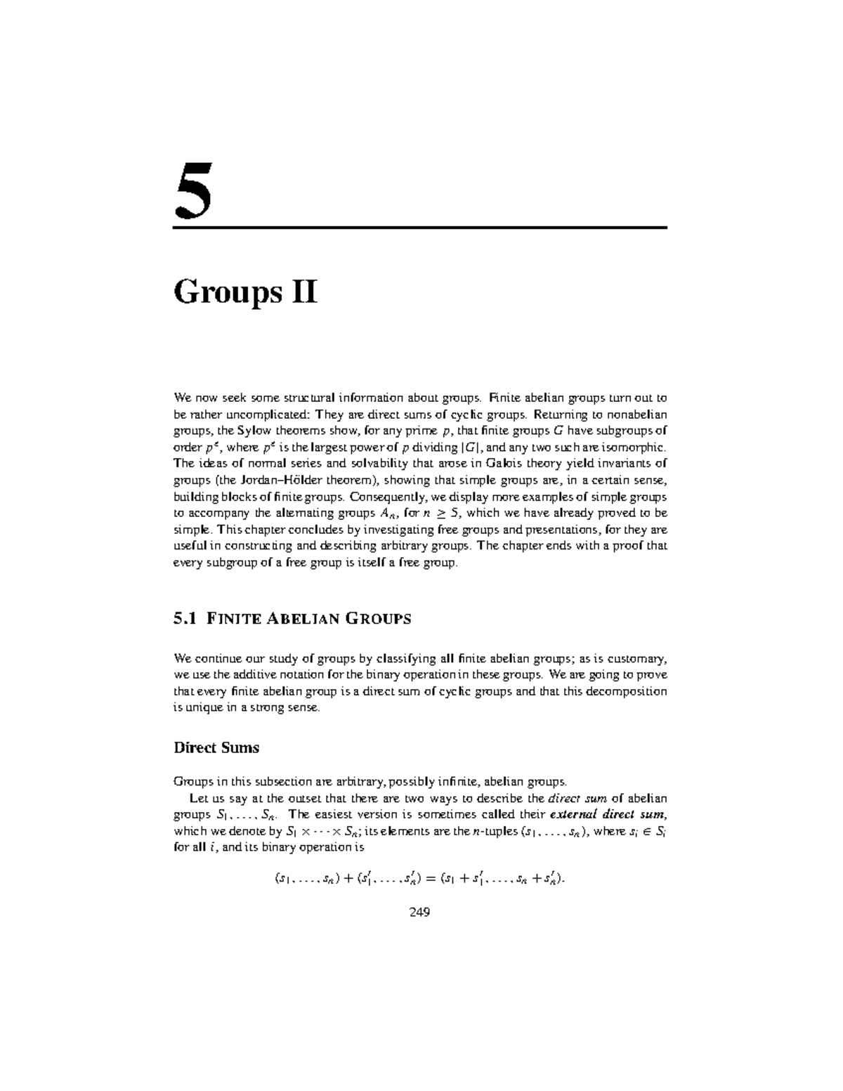Basic Algebra 101 5 Groups II We Now Seek Some Structural Information