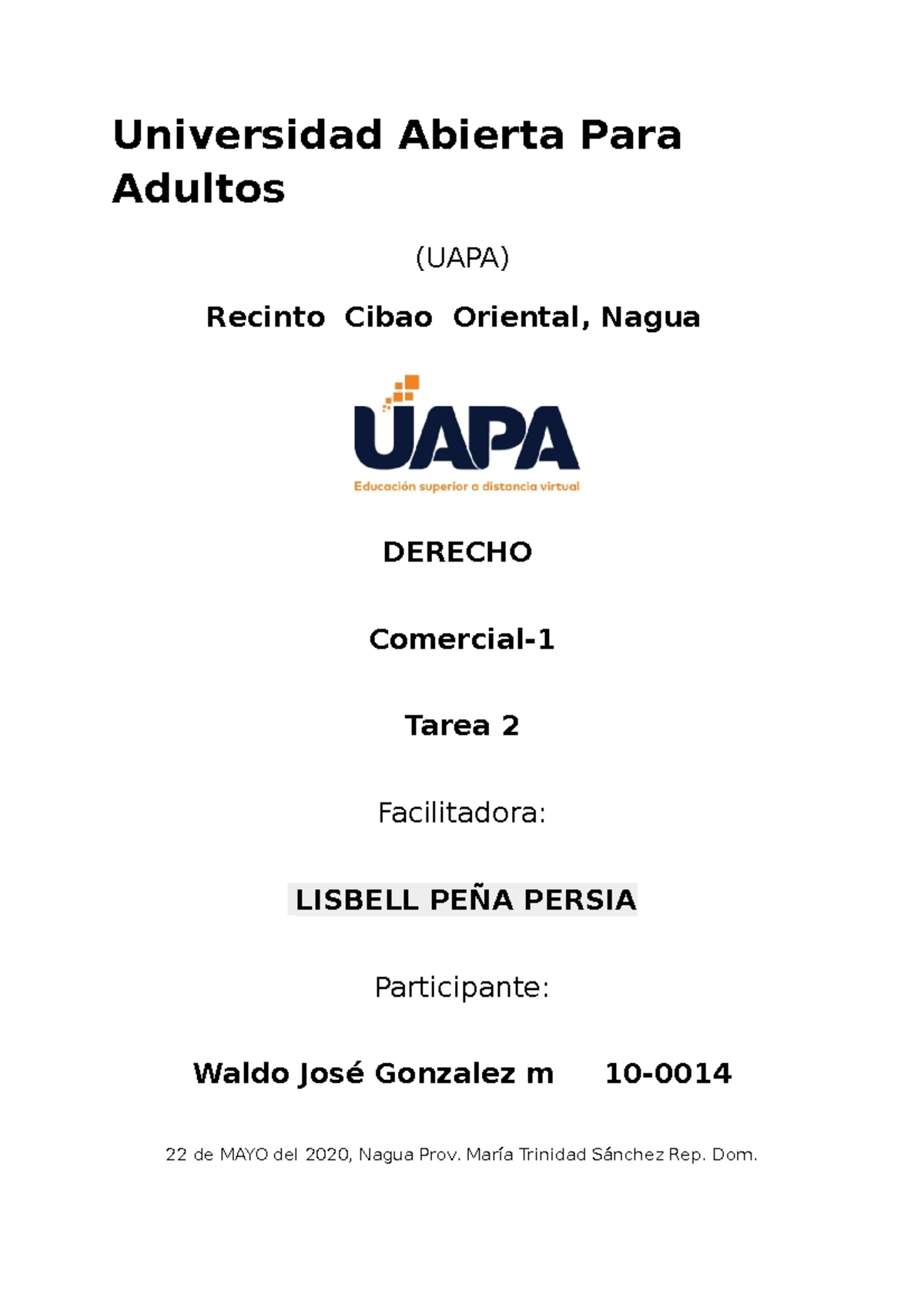 Derecho comercial tarea-02 - Universidad Abierta Para Adultos (UAPA ...