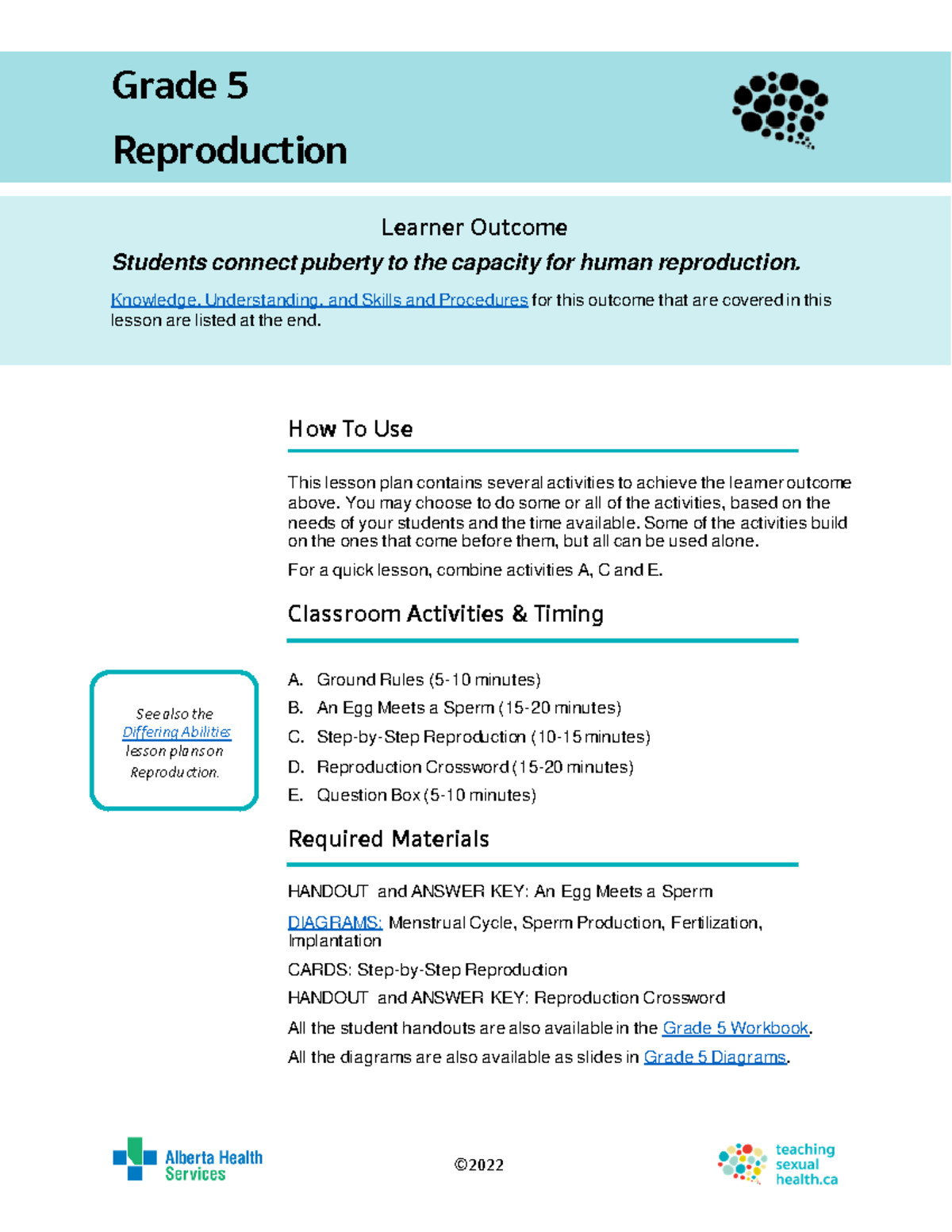 Reproduction Activities - ####### Grade 5 ####### Reproduction © 2022 ...