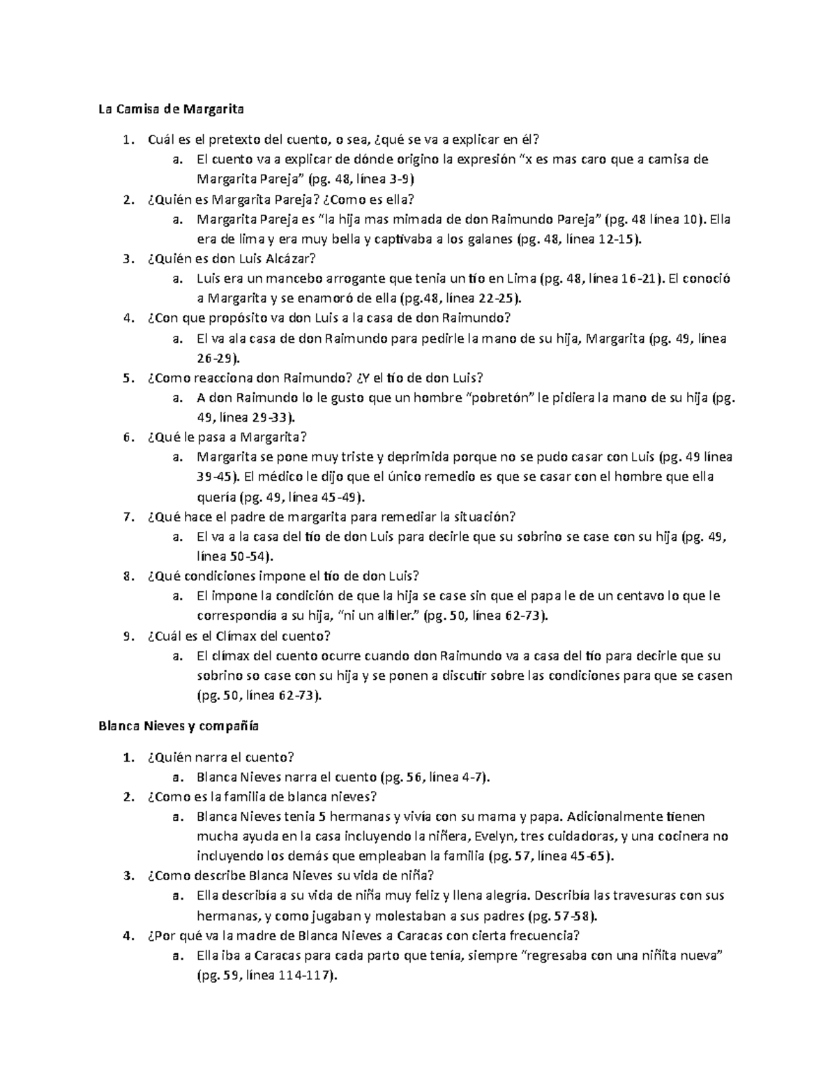 Tarea 4 La Camisa de Margarita y Blanca Nieves - La Camisa de Margarita ...