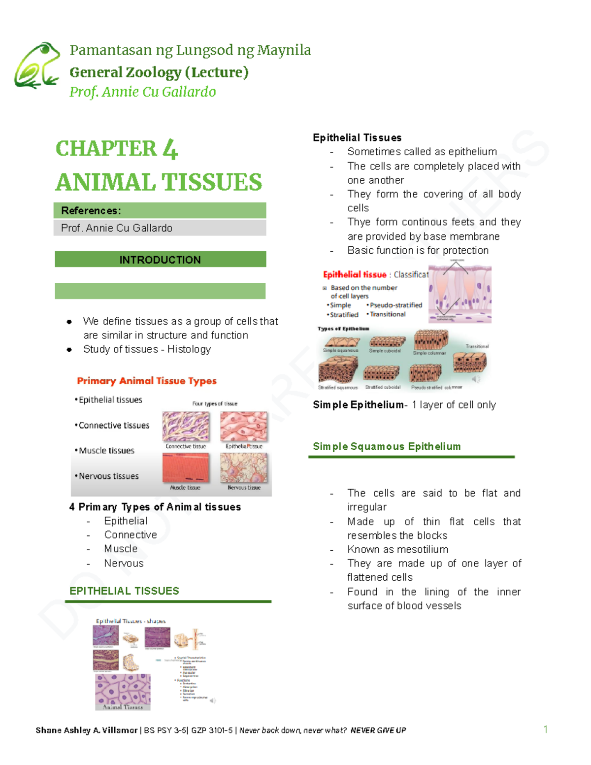 [ Genzoo] CH4 Transes - DO NOT SHARE TO OTHERS General Zoology (Lecture ...