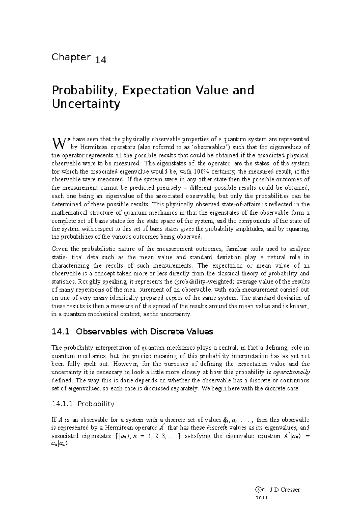 Probability, Expectation Value and Uncertainty - Chapter 14 Probability ...