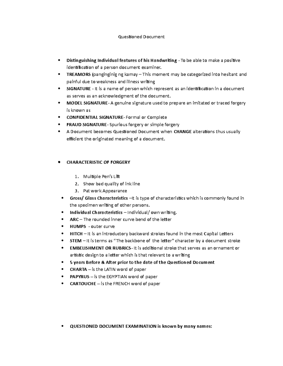 Questioned Document reviewer - Questioned Document Distinguishing ...