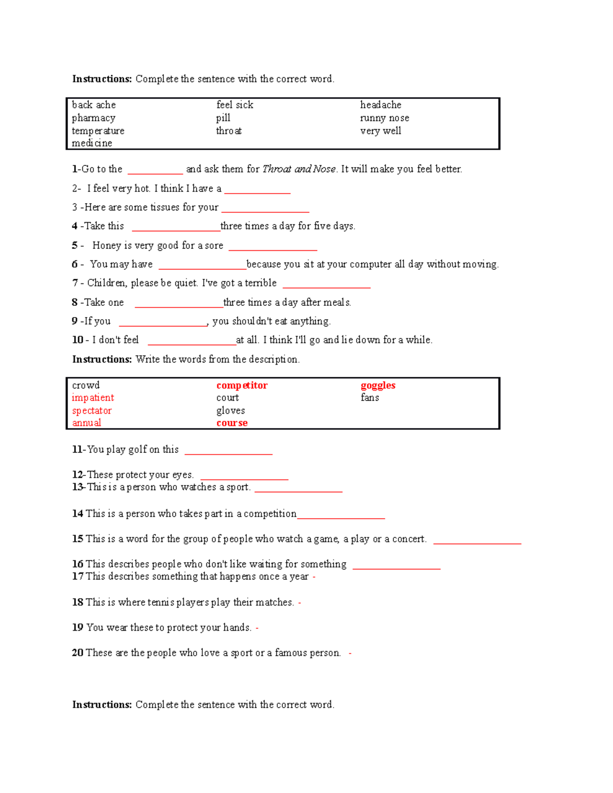 Gap fill-(Ki 1 - zzcccccccccc - Instructions: Complete the sentence ...
