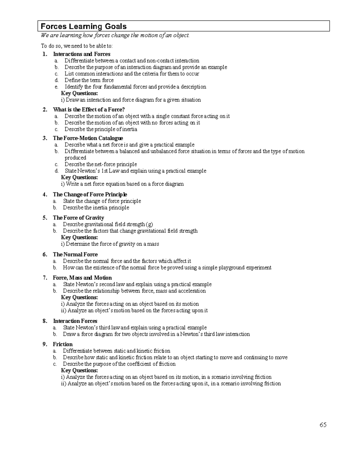 Handbook 2 Forces 2024 S2 - Forces Learning Goals We are learning how ...