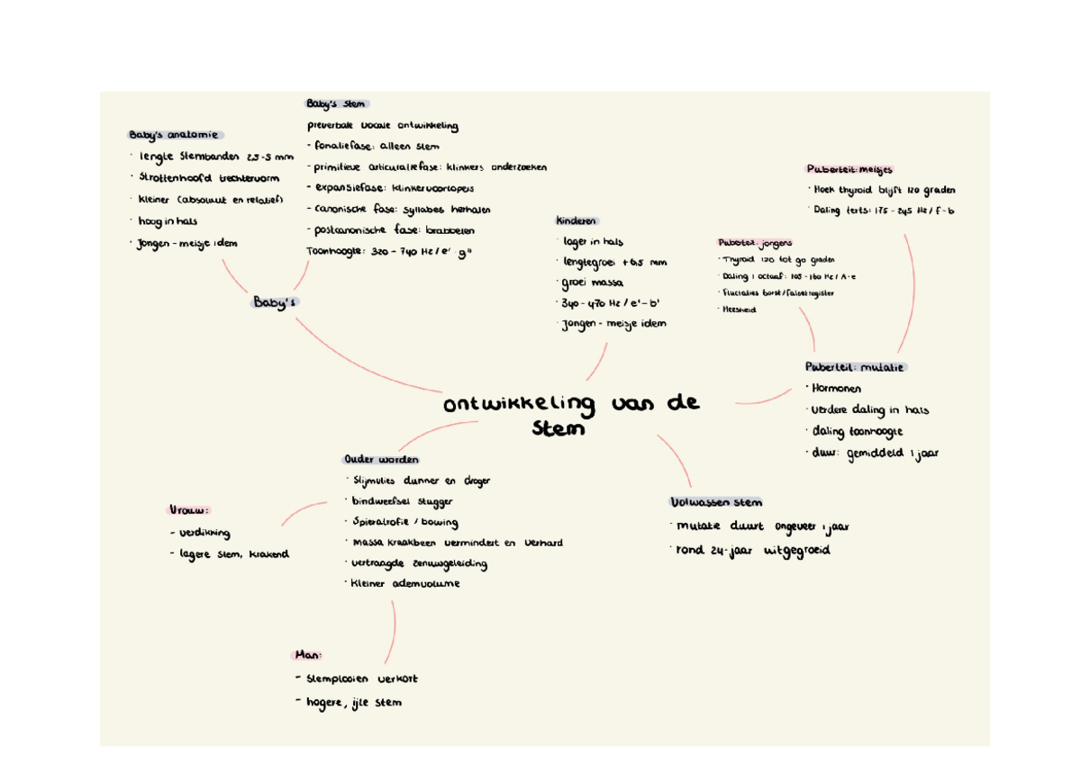 Mindmap ontwikkeling stem - Logopedie - Studeersnel