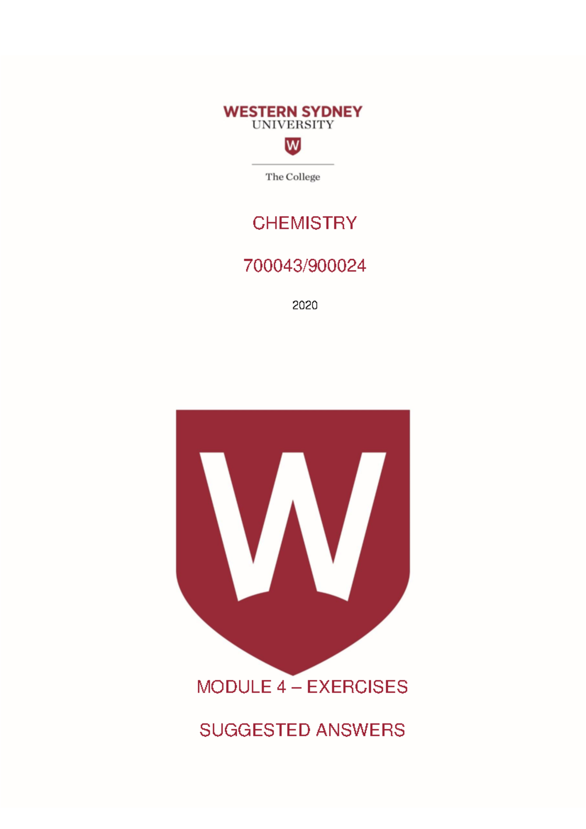 700043 900024 Chemistry Module 4 Exercises - Suggested Answers - THE ...