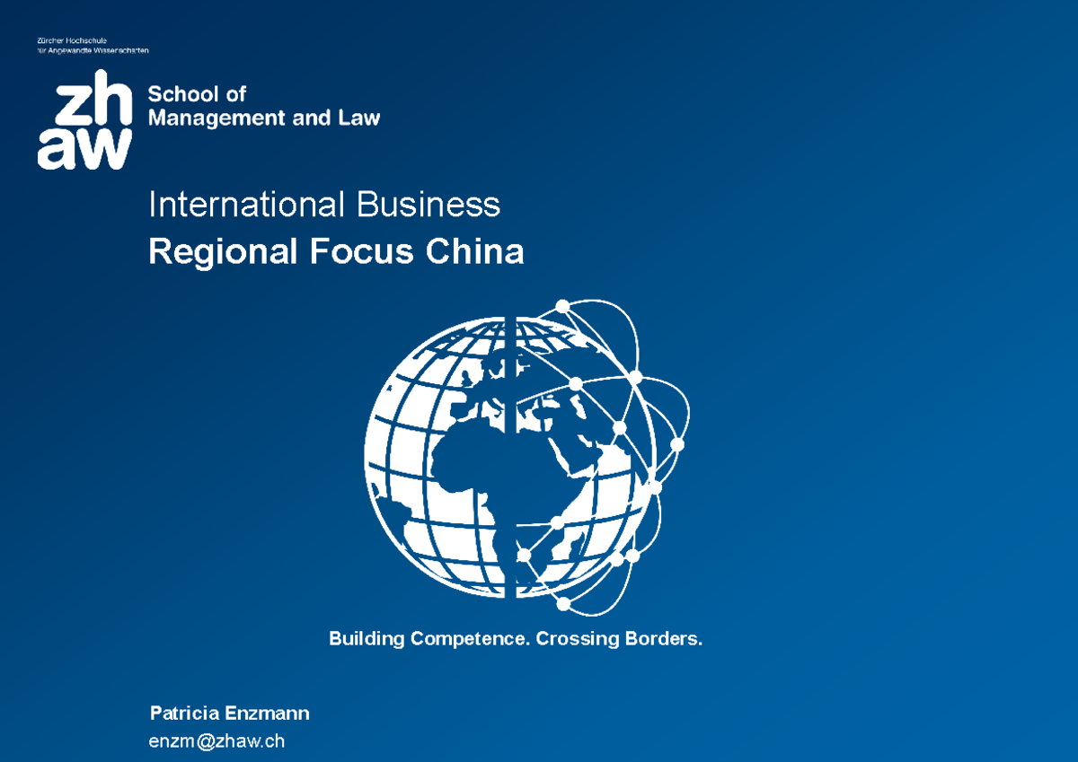 Lecture Slides Regional Focus China - International Business Regional ...