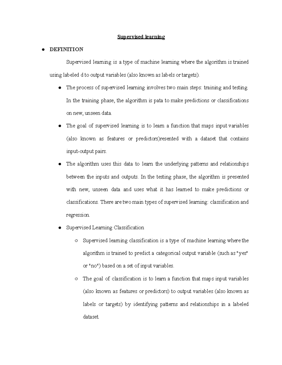 Supervised learning - The process of supervised learning involves two ...