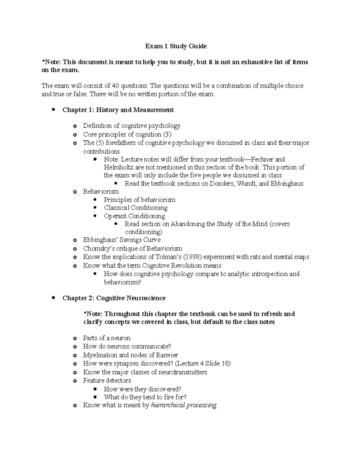 PSYC 204 Exam 1 Study Guide SP20 - Exam 1 Study Guide *Note: This ...