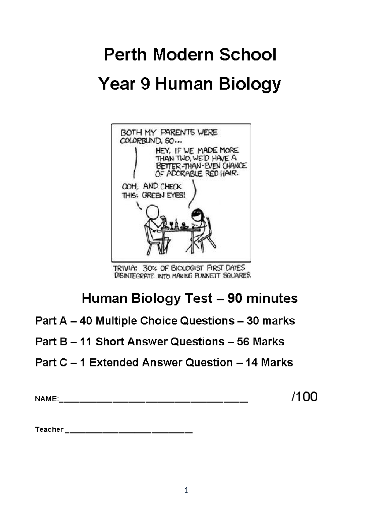 2020 Human Biology Marking Key - Perth Modern School Year 9 Human ...