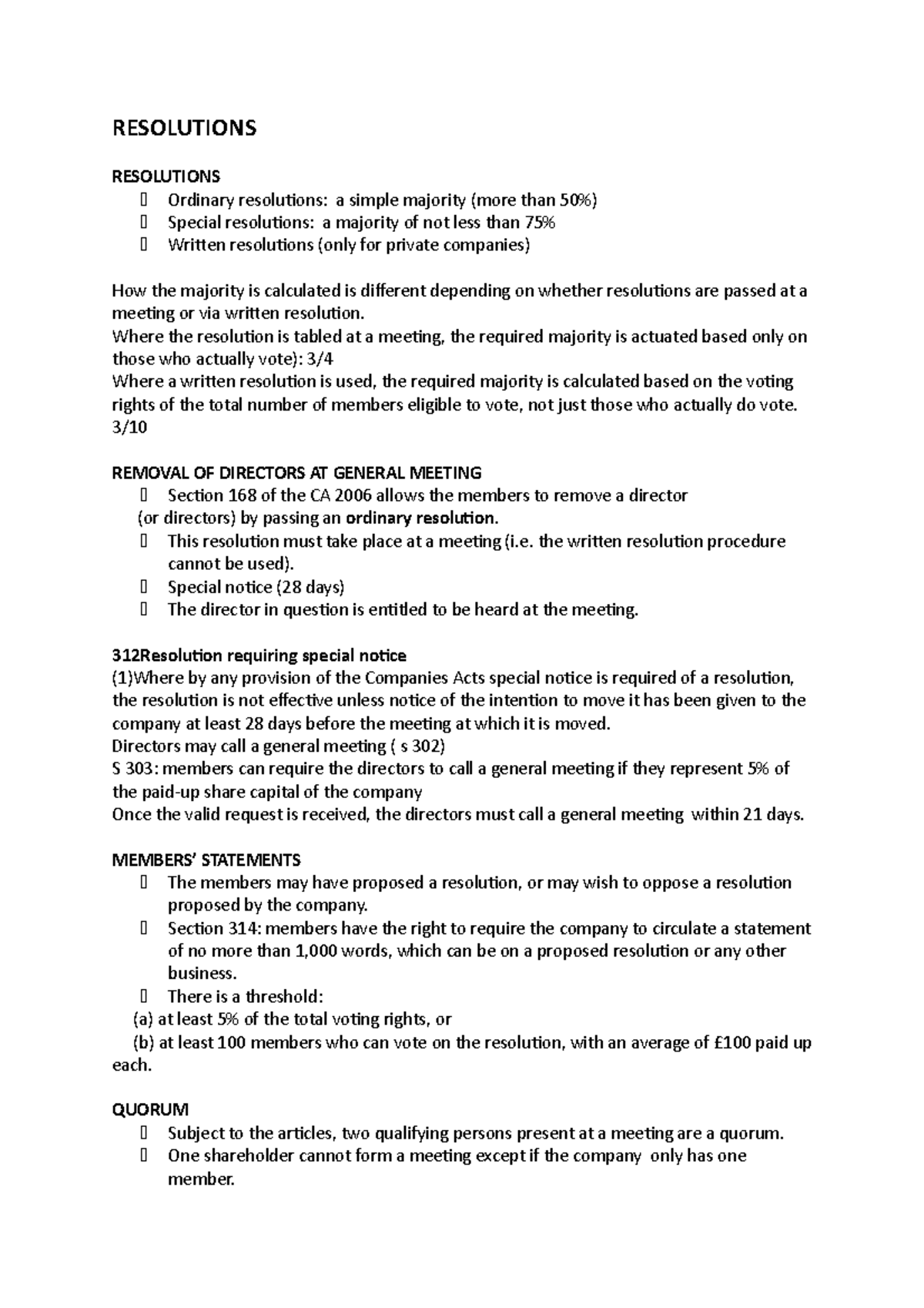 Resolutions - Lecture notes 27 - RESOLUTIONS RESOLUTIONS ́ Ordinary ...