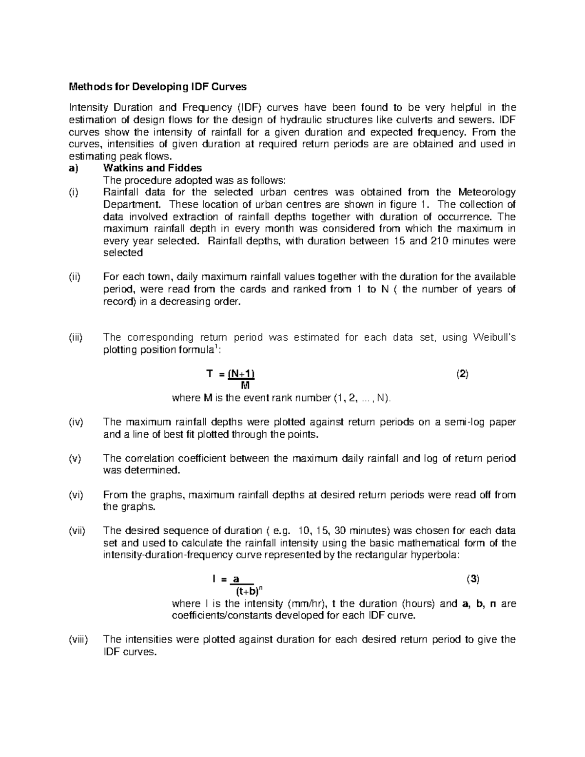 3.1-Methods for Developing IDF Curves - Methods for Developing IDF ...