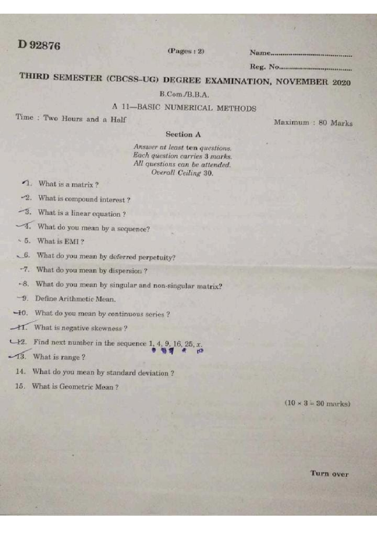 BNM Prev Yr Question Paper 91529 - Business numerical skills - Studocu