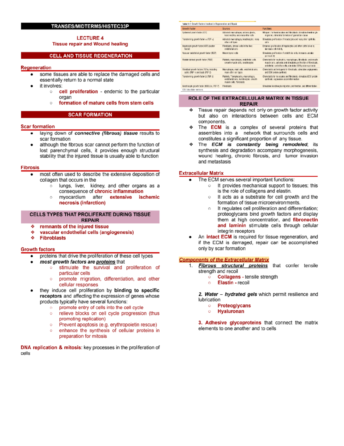 Tissue Repair - BS Medical Technology - Studocu