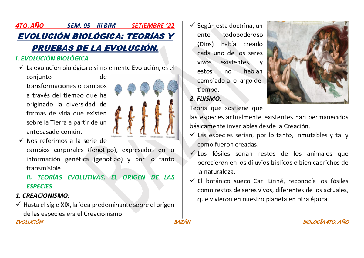Evolución - 4 TO. AÑO SEM. 0 5 – III BIM SETIEMBRE ‘ 22 EVOLUCIÓN ...