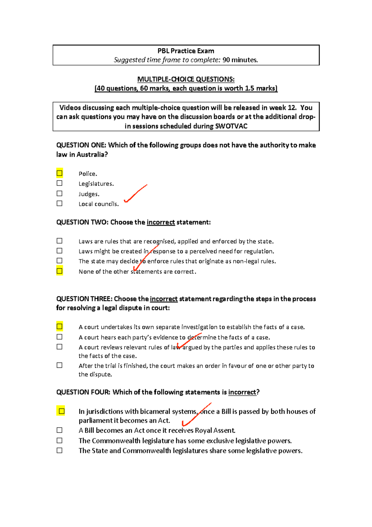 practice tests for pbl - PBL Practice Exam Suggested time frame to ...