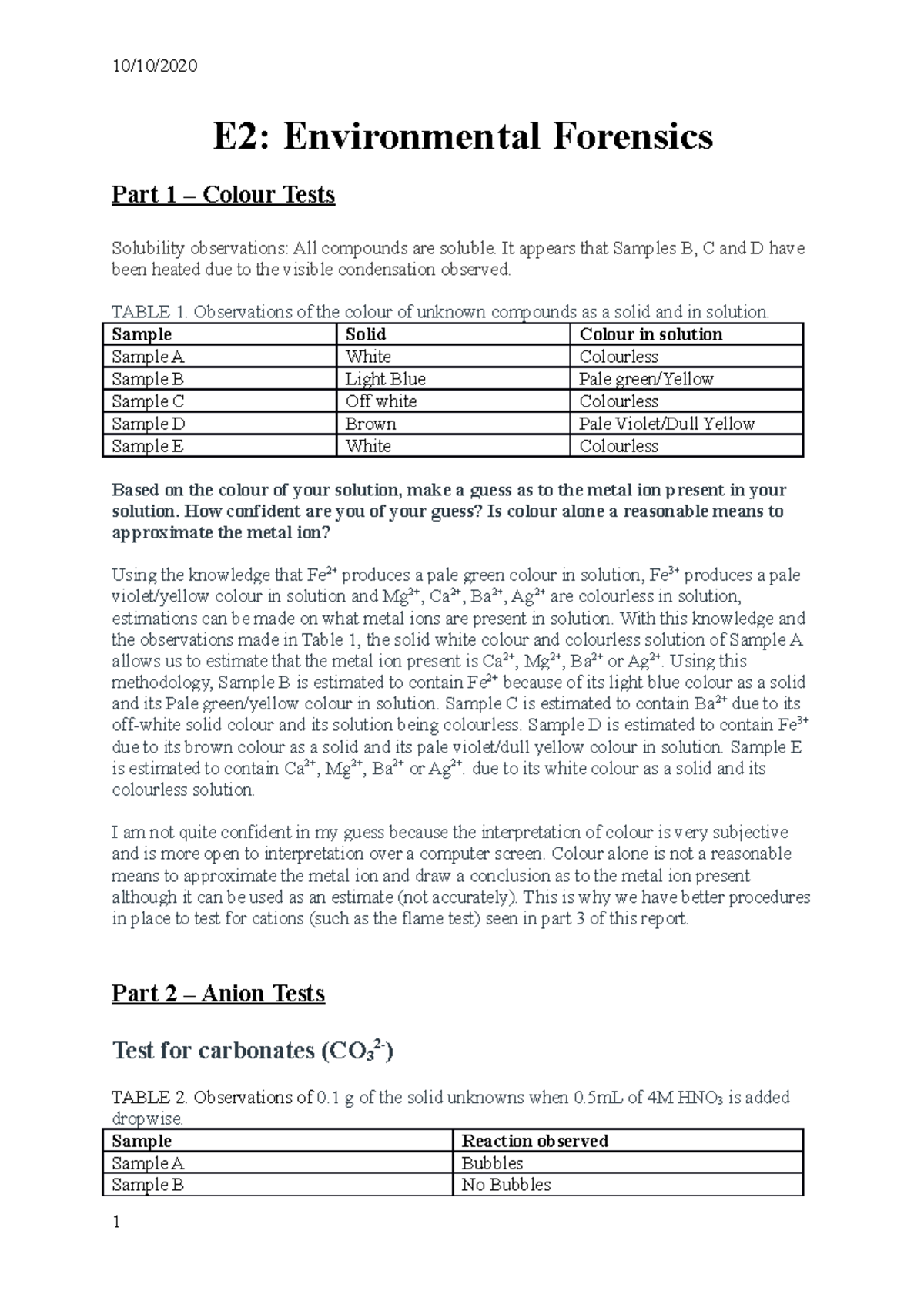 E2 Environmental Forensics - E2: Environmental Forensics Part 1 ...