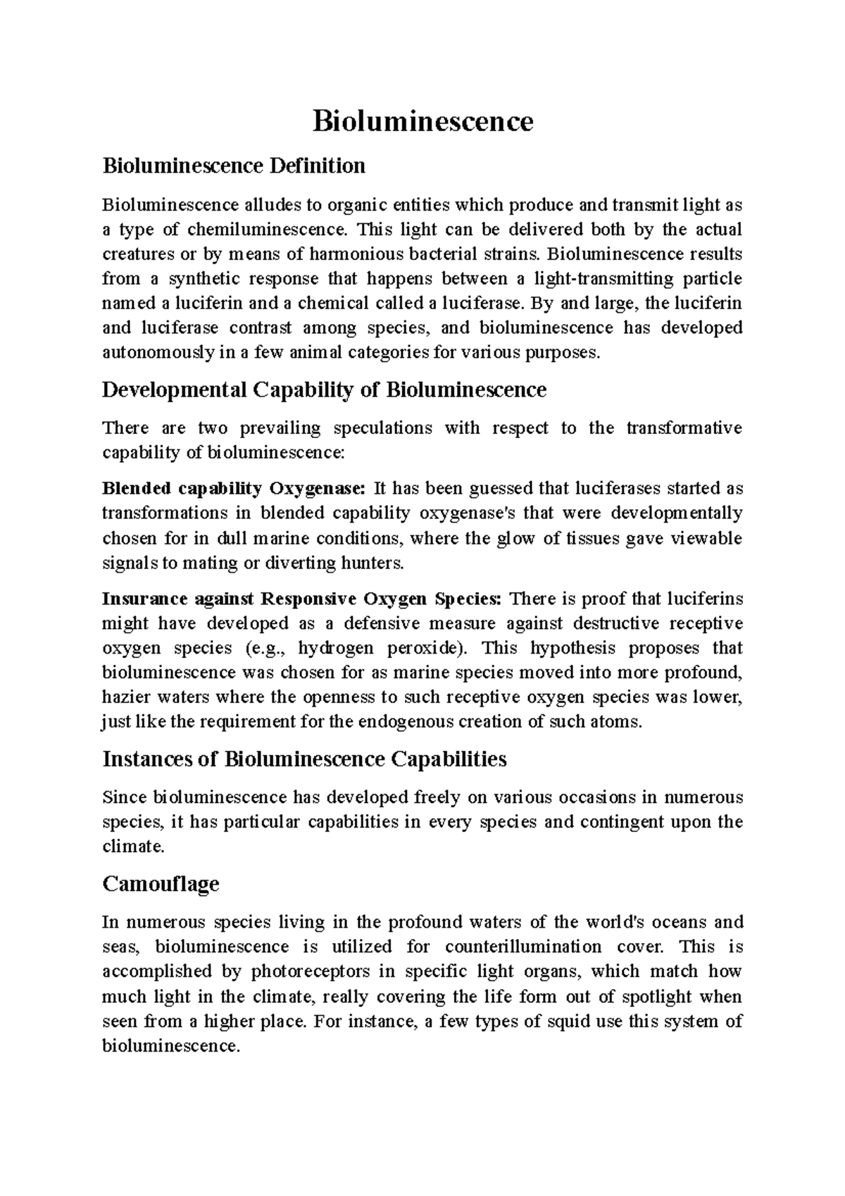 Bioluminescence - Bioluminescence Bioluminescence Definition Bioluminescence alludes to organic ...