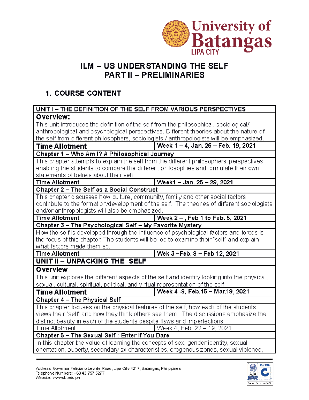 ILM - US - Preliminaries - ILM – US UNDERSTANDING THE SELF PART II ...