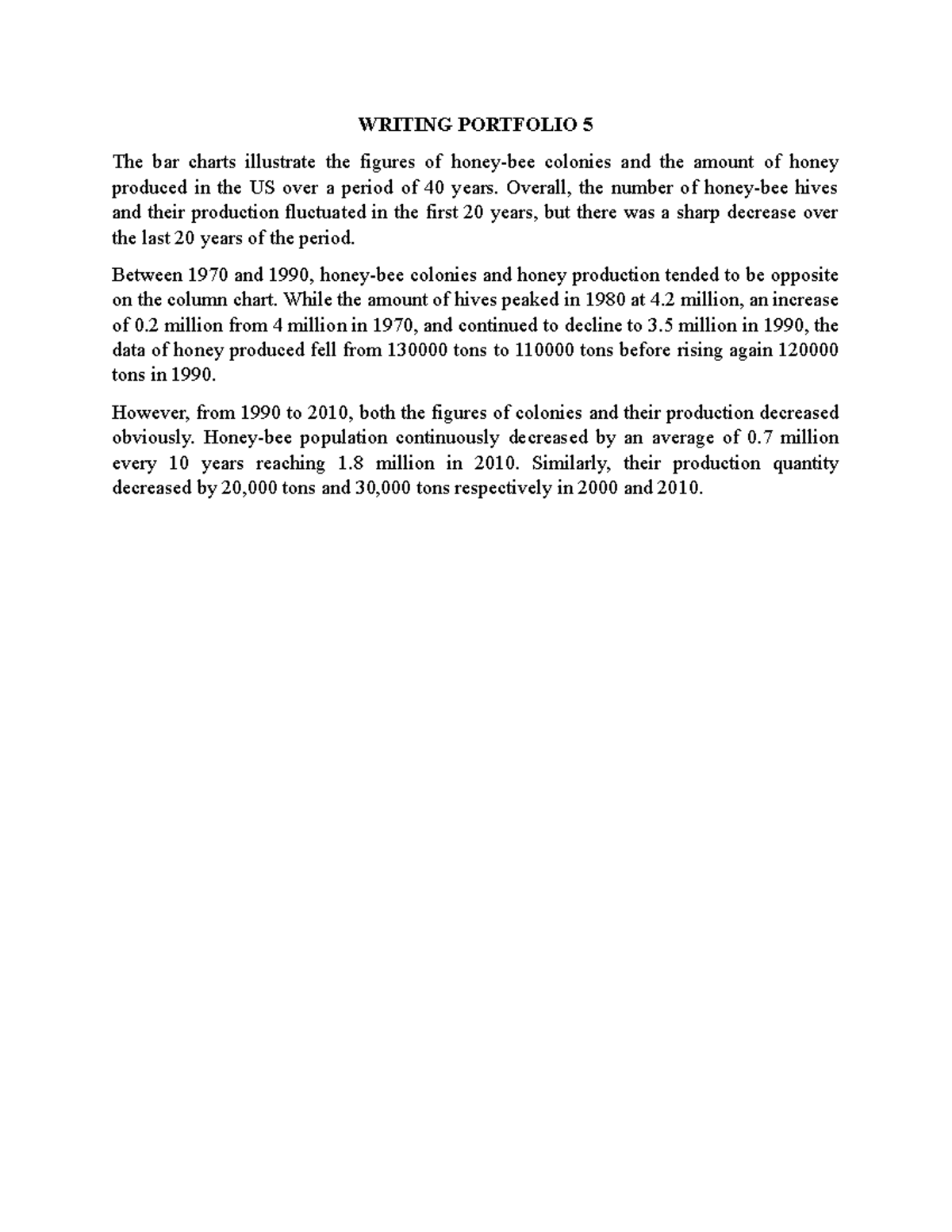 Writing Portfolio 5 - abc - WRITING PORTFOLIO 5 The bar charts ...