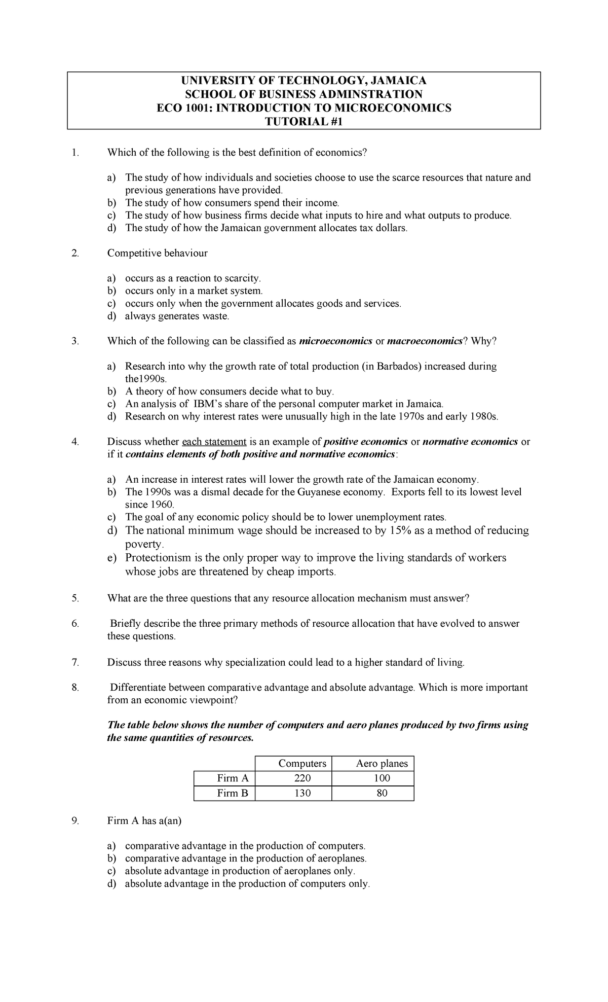 Eco1001 tutorial sheet 1 fa39a9de0d72970 ab313725 c202304 d8 ...