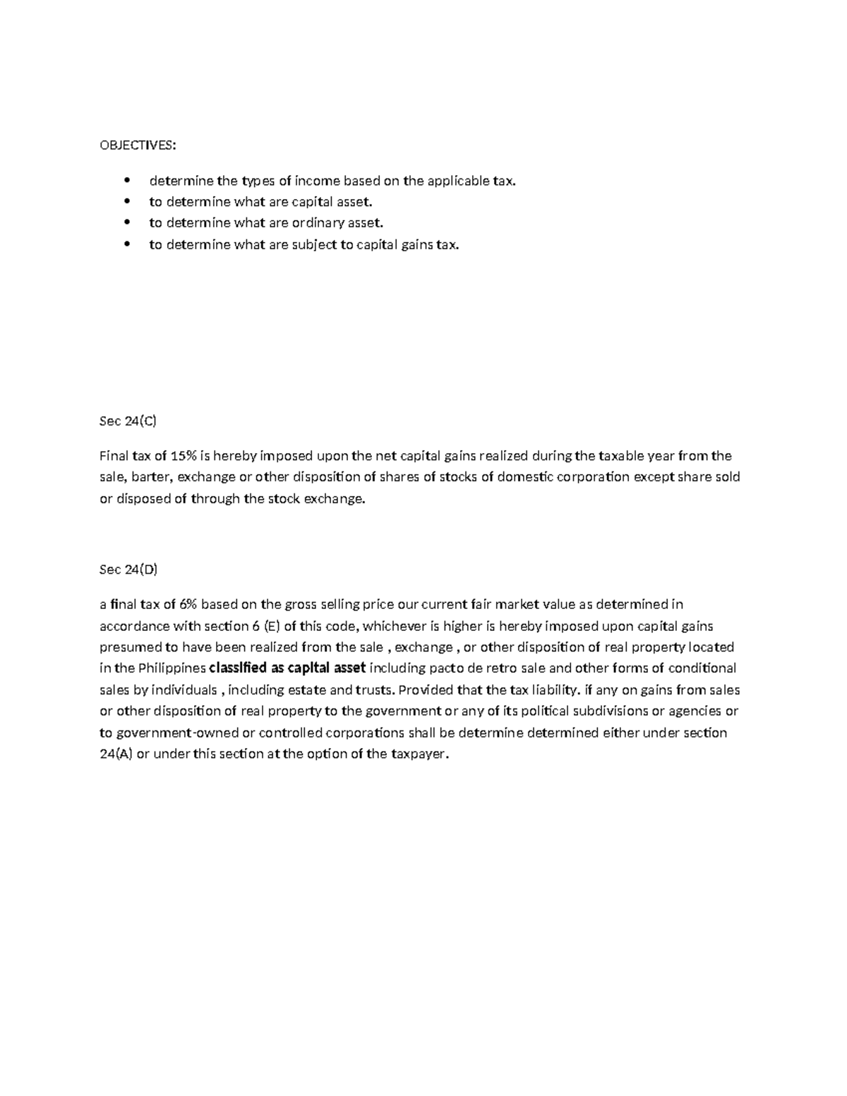 Demo Teaching - note - OBJECTIVES: determine the types of income based ...