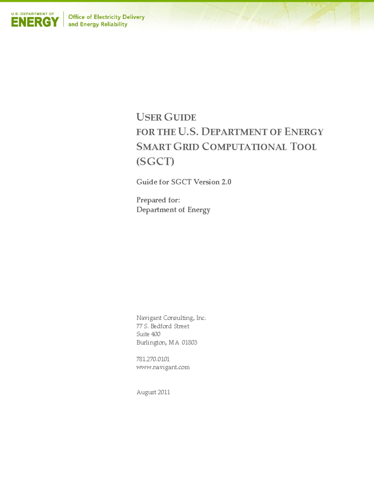 US DOE Smart Grid Computational Tool User Guide Version 2 - USER GUIDE ...