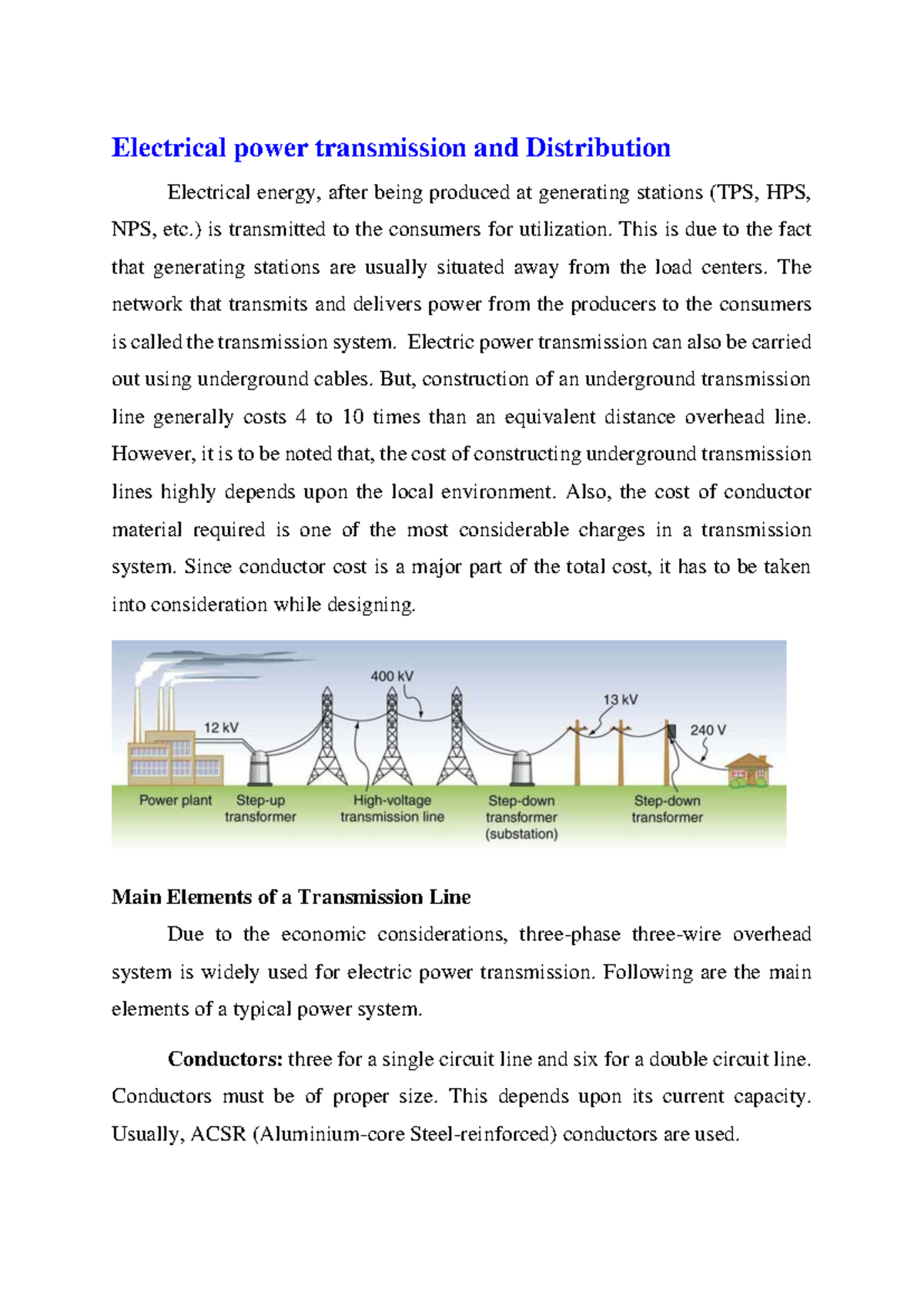 Unit V Eee Notes Electrical Power Transmission And Distribution Electrical Energy After Being