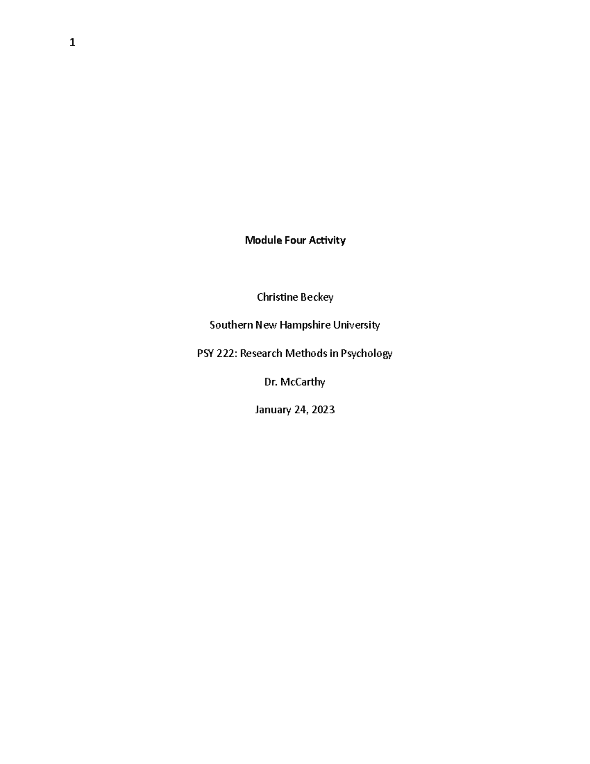 PSY222 Module Four Activity - Module Four Activity Christine Beckey Southern New Hampshire - Studocu