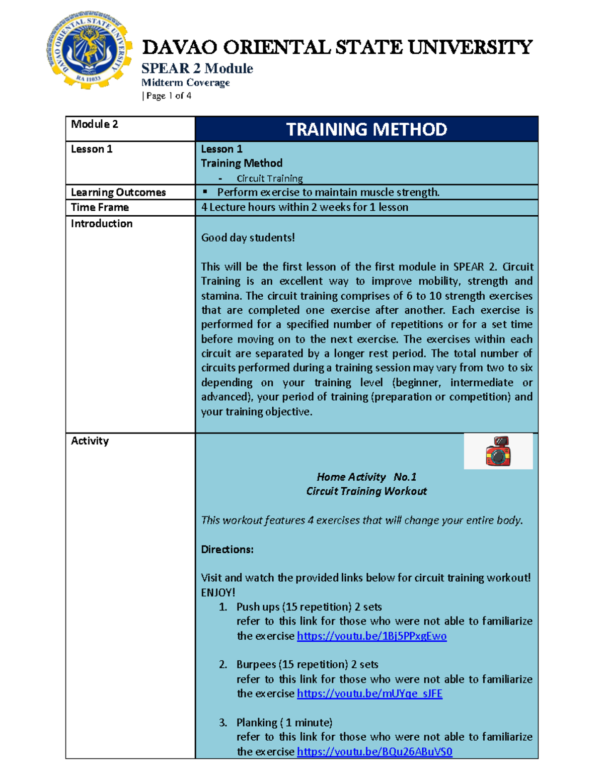Module 2 Lesson 1 - none - SPEAR 2 Module Midterm Coverage | Page 1 of ...