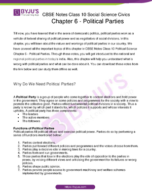 CBSE Notes Class 10 Social Science Civics Chapter 7 Outcomes of ...