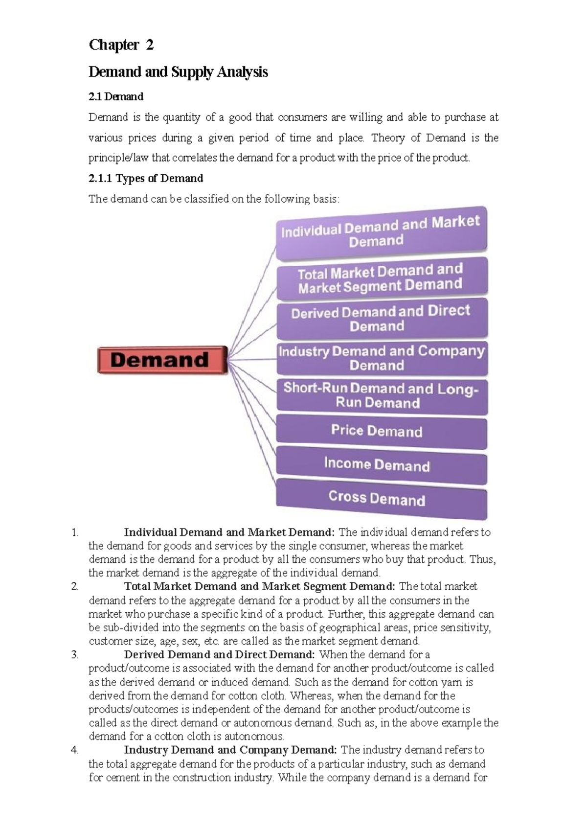 Ch 2 Demands and Supply - good - Chapter 2 Demand and Supply Analysis 2 Demand Demand is the ...
