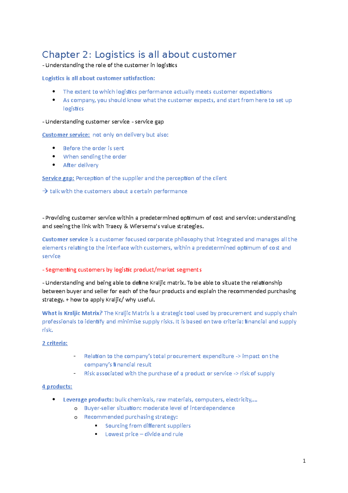 Learning objectives - Supply chain - Chapter 2: Logistics is all about ...