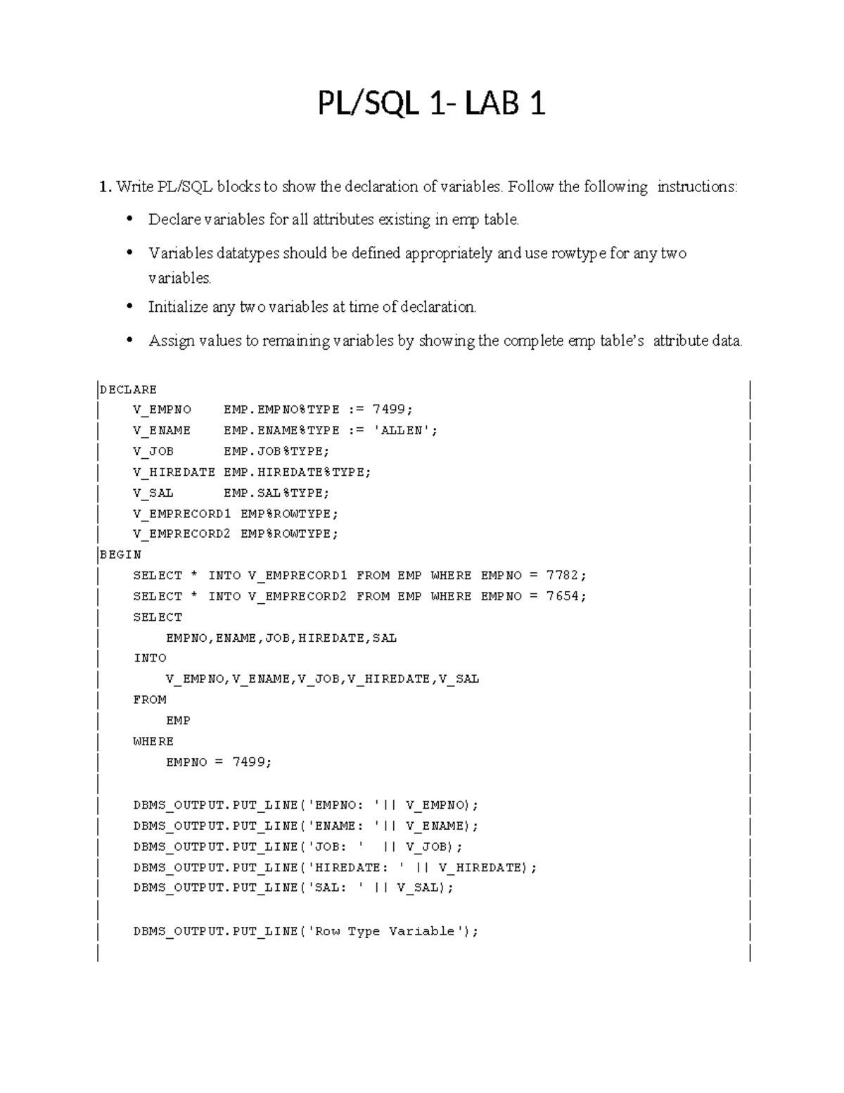 22F-3439-DB Lab 12 - automata - PL/SQL 1- LAB 1 1. Write PL/SQL blocks ...