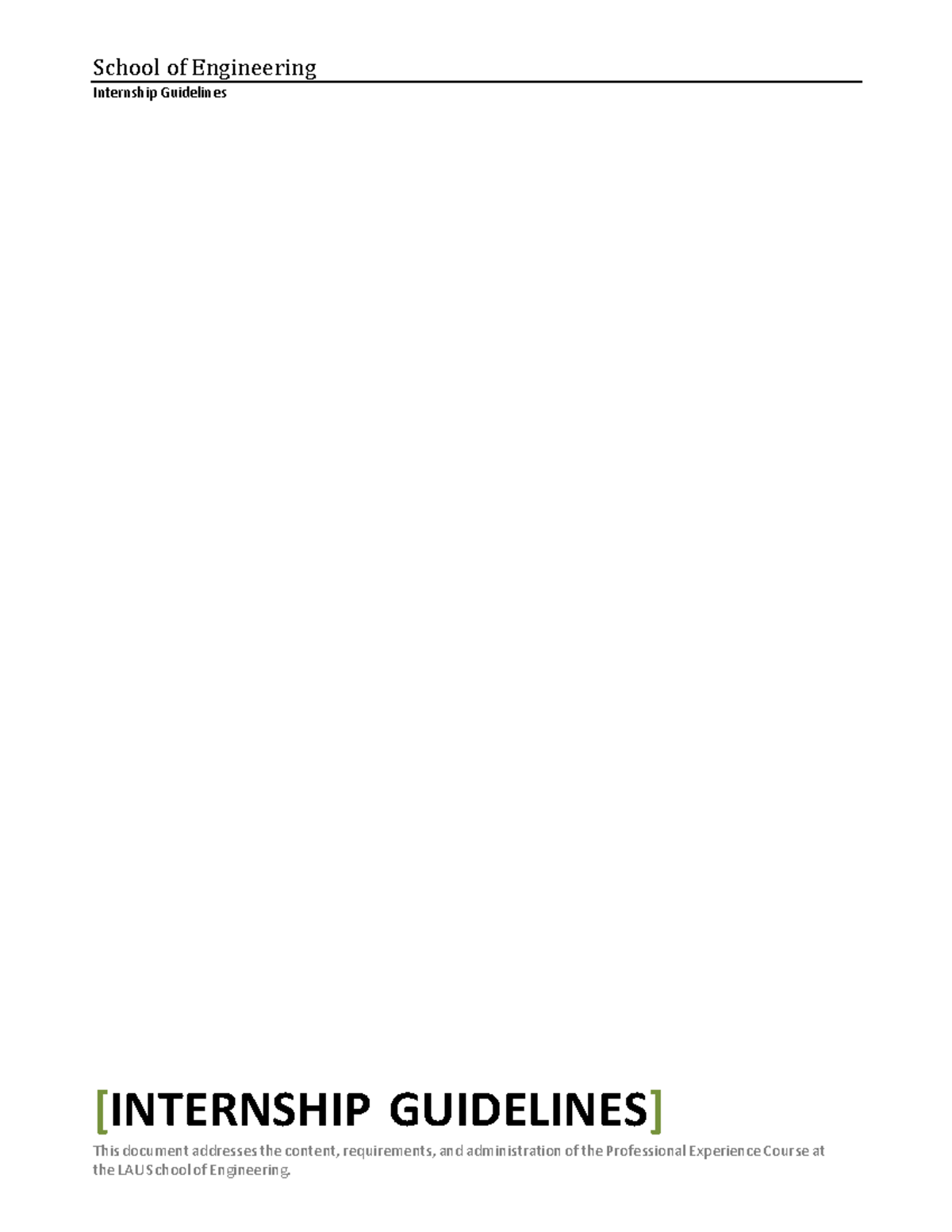 Internship Guidelines - School of Engineering Internship Guidelines ...