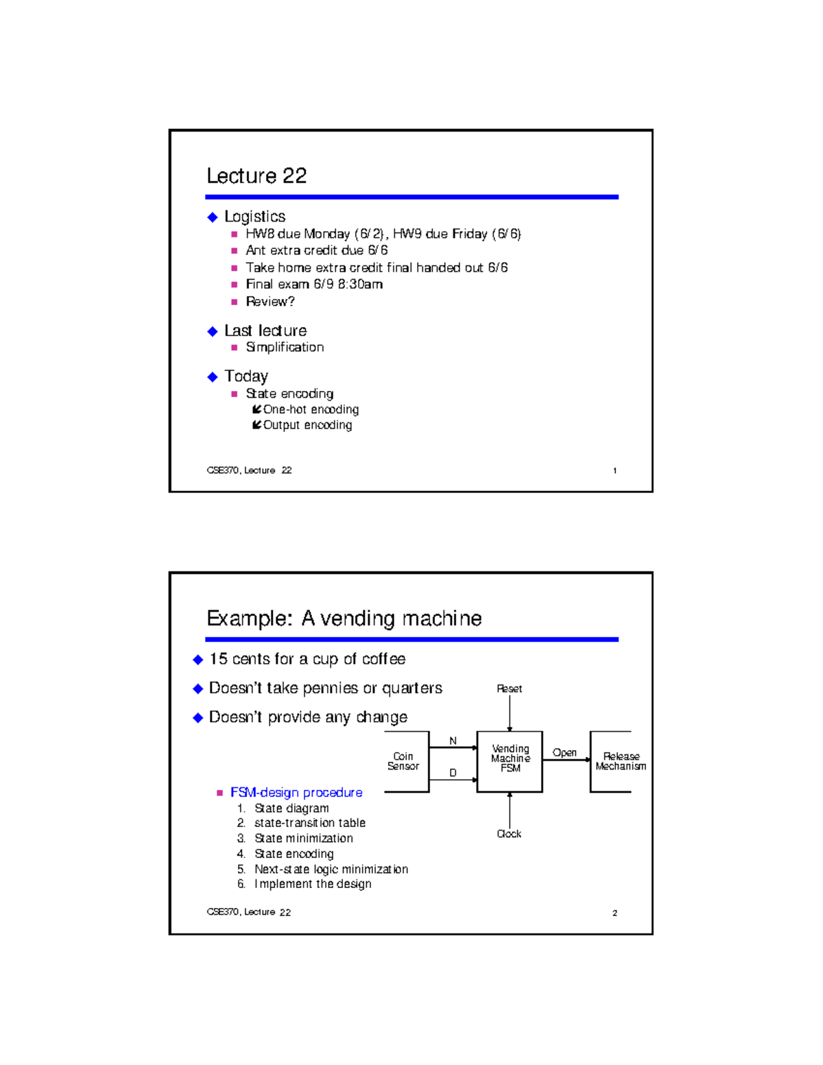 Lec22 - Lecture 22 Logistics HW8 due Monday (6/ 2), HW9 due Friday (6/ ...