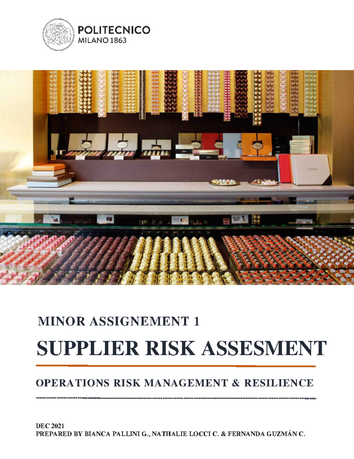 Operations Risk Management - Minor Assigment 1 (Supplier Risk ...