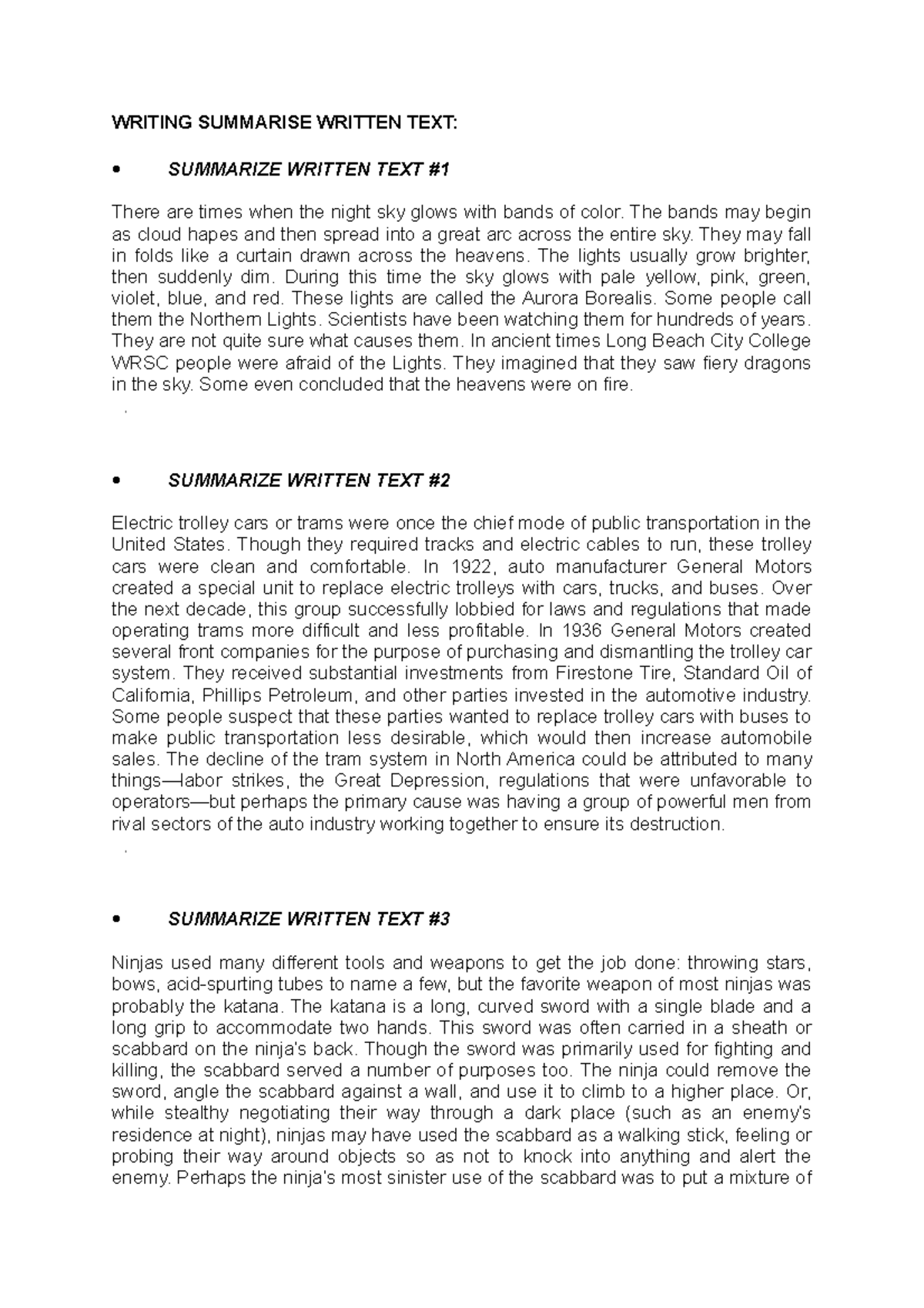 Summarize Written Text - Studocu