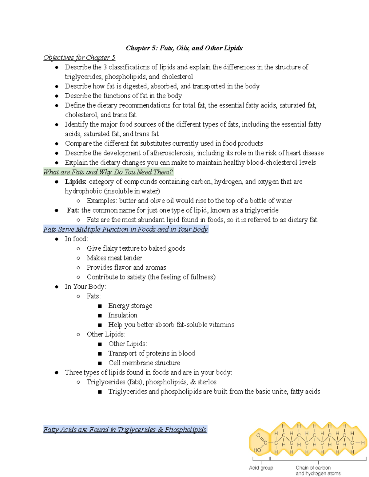 Nutrition Chapter 5 & 6 - Exam 2 - Chapter 5: Fats, Oils, and Other ...